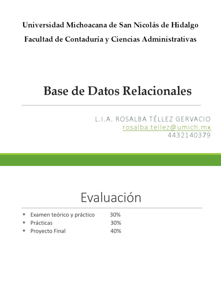 Base de datos relacionales: conceptos básicos y funciones de un sistema de base de datos | PDF ...