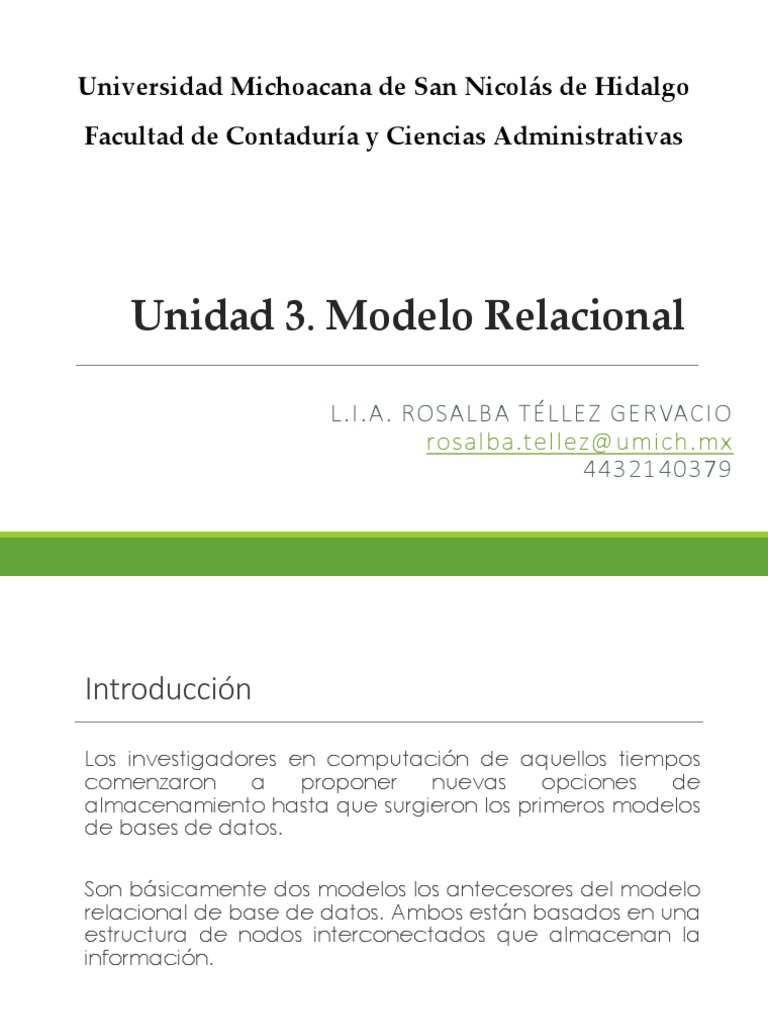 Introducción al Modelo Relacional de Datos | PDF | SQL | Bases de datos
