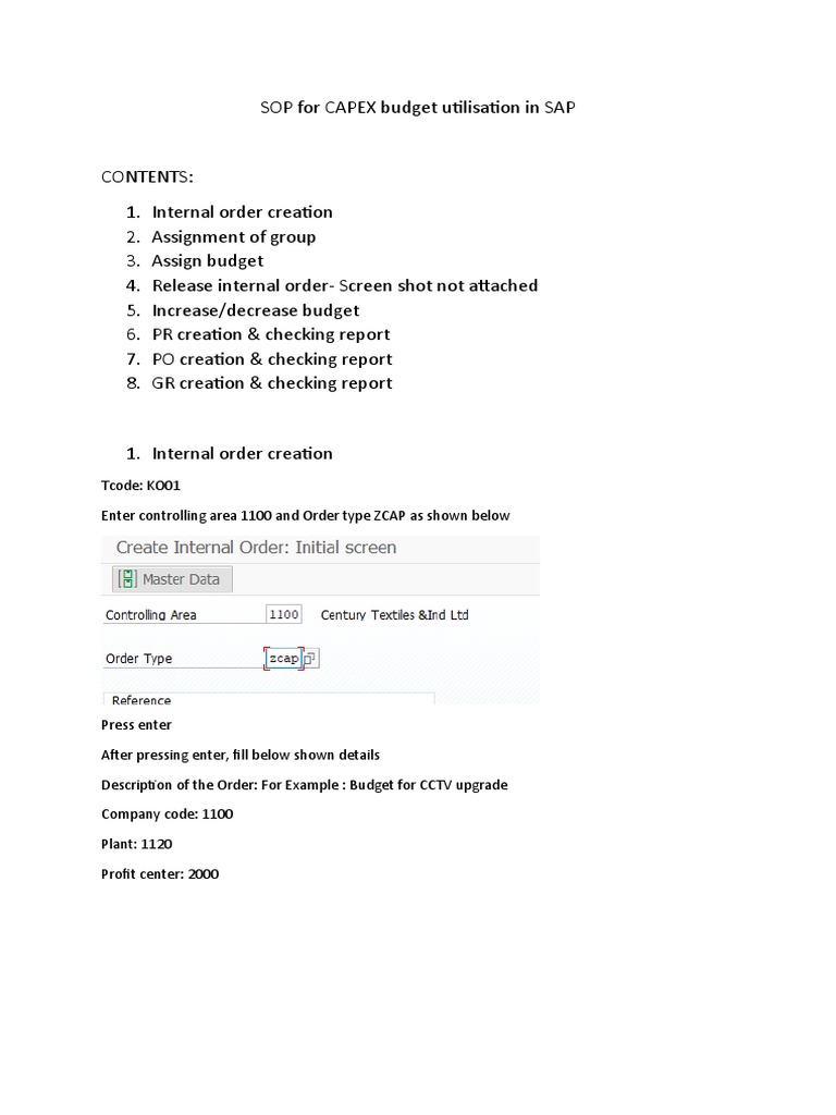 SOP For Capital Budget Procurement | PDF | Business | Computing