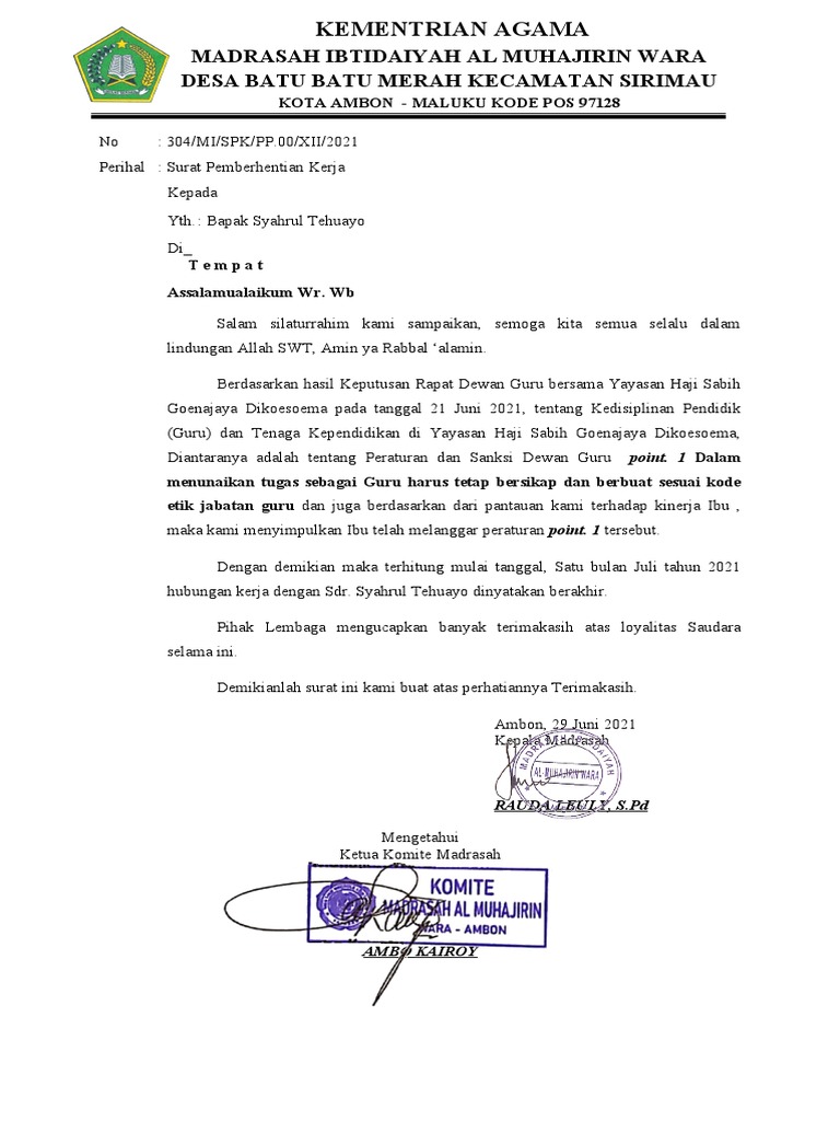 Surat Pemecatan | PDF