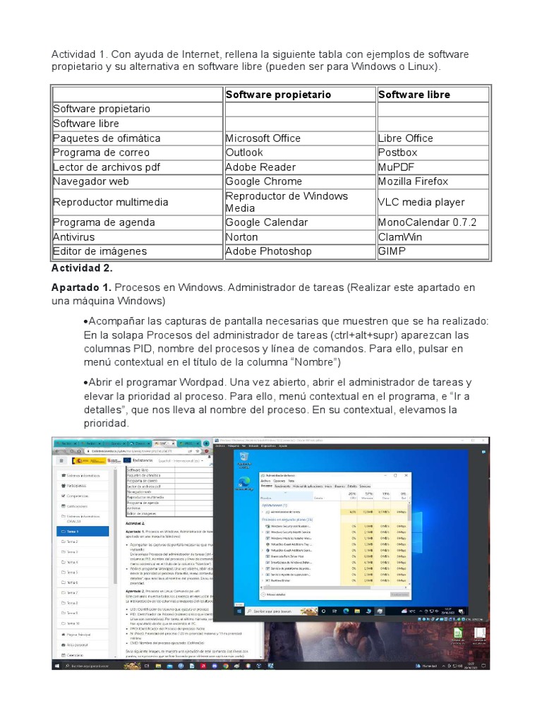 SI01 Tarea | PDF | Microsoft Windows | Windows 10
