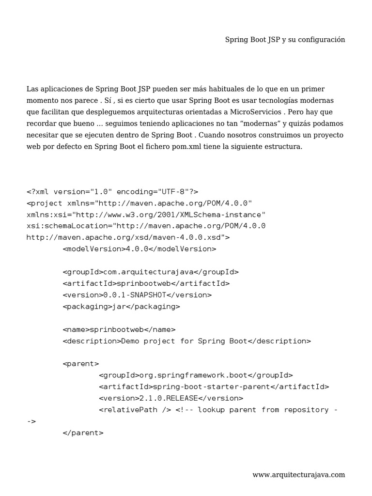 Spring Boot JSP y Su Configuración | PDF | Programación de computadoras ...