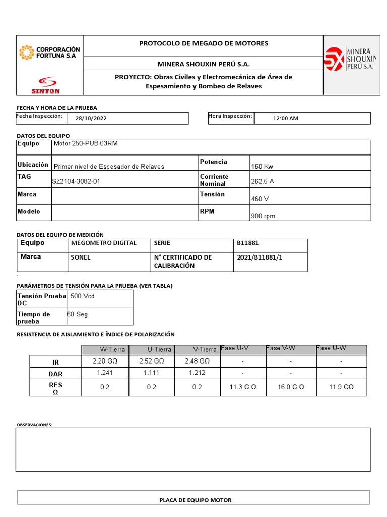 Protocolo de Megado de Bomba 01 | PDF