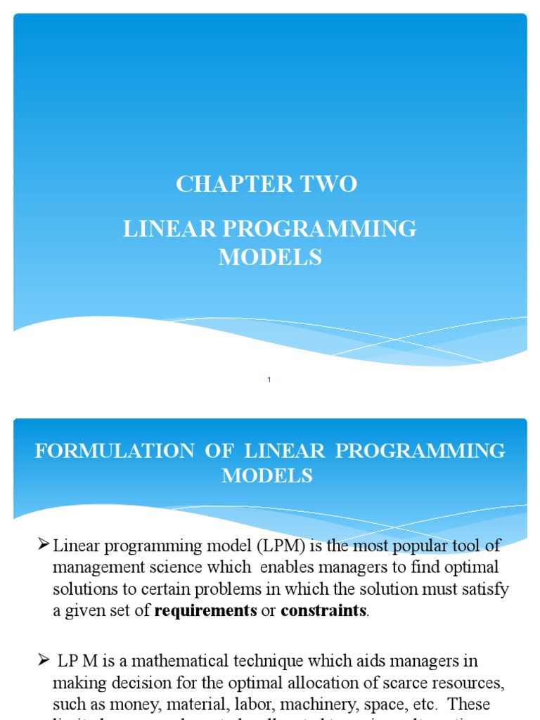 Chapter Two Lpm Pdf Mathematical Optimization Linear Programming