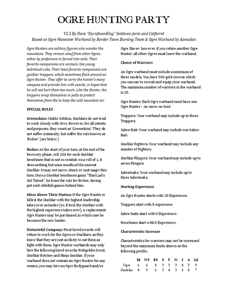 Ogre Hunting Party - Ogre Goblins | PDF | Trapping | Armour