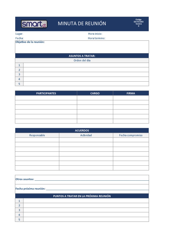 Do-Fo-003 Formato de Minuta de Reunión | PDF