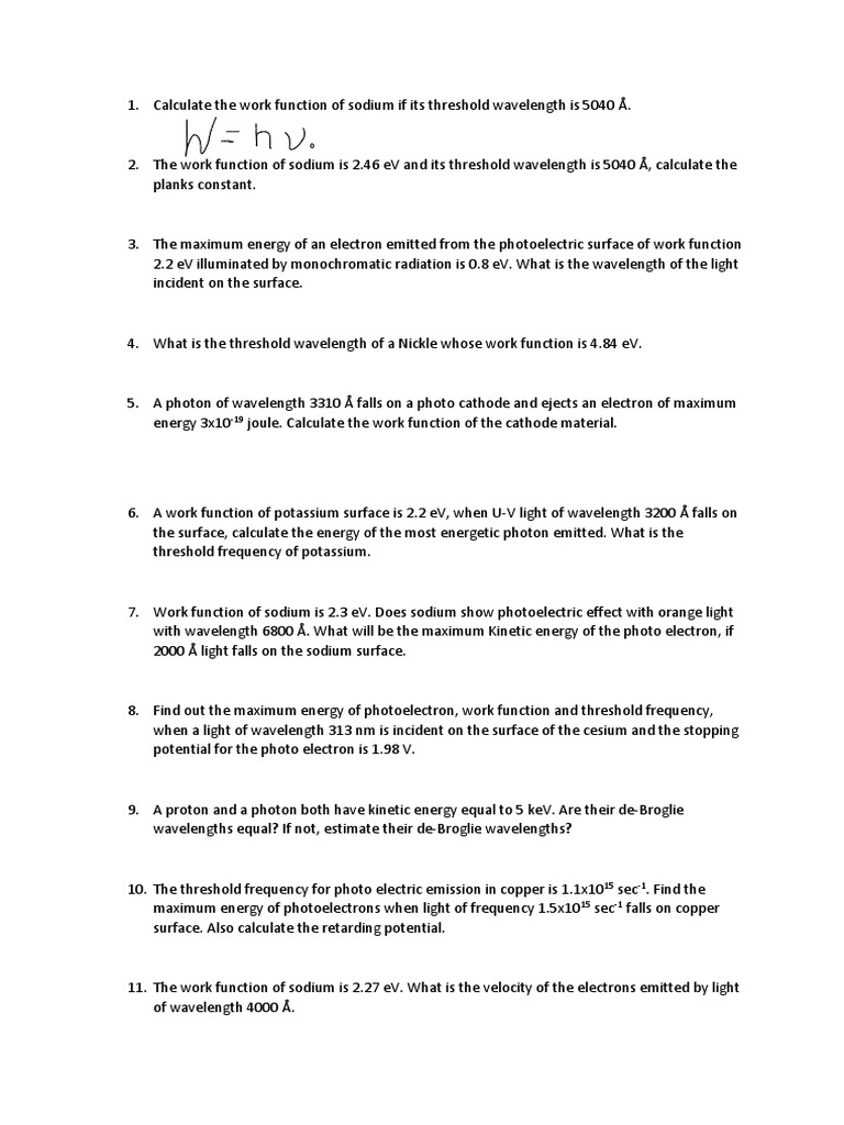6 Photoelectric Effect And Uncertainity Problems Pdf Photoelectric