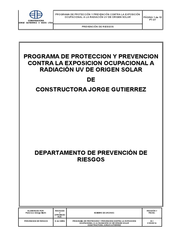 Programa Proteccion Contra Radiacion Uv | PDF | Ultravioleta | Dom