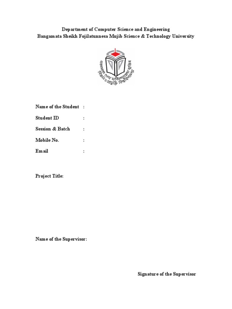 Project Form CSE BSFMSTU | PDF | Computers