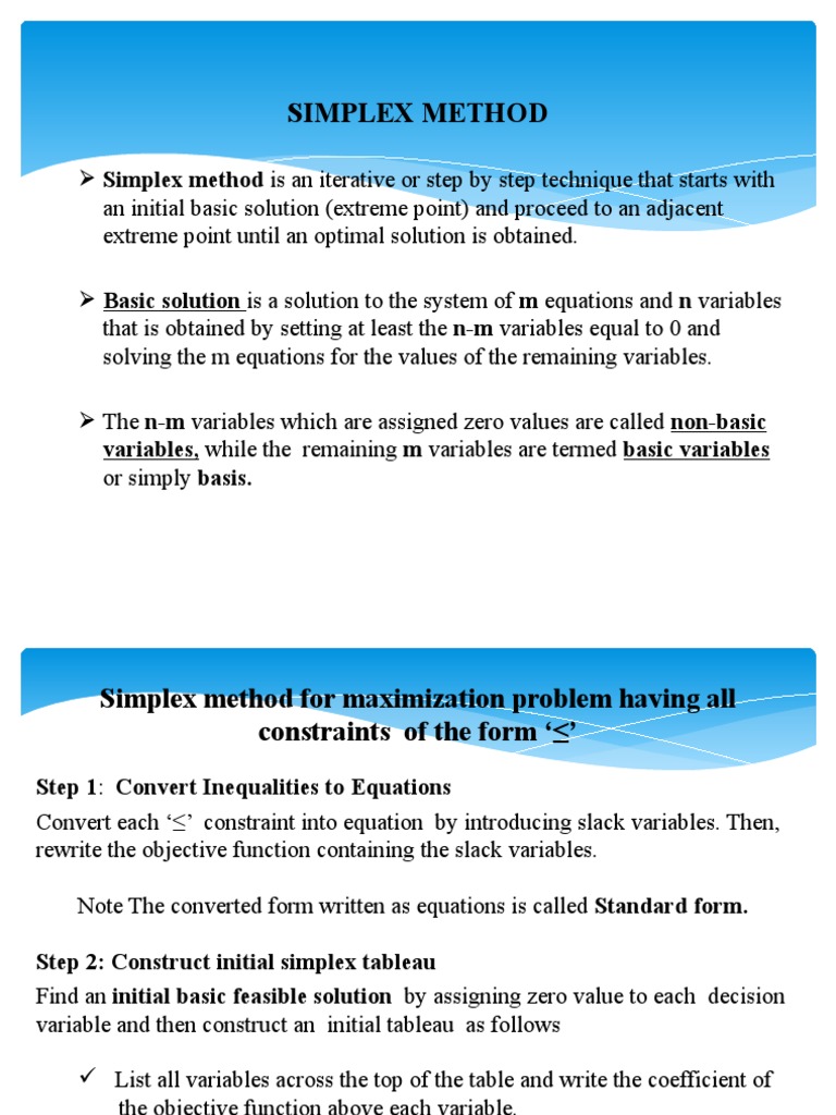 Simplex Method for Maximization Problems | PDF | Mathematical ... Simplex Method for Maximization Problems | PDF | Mathematical ...
