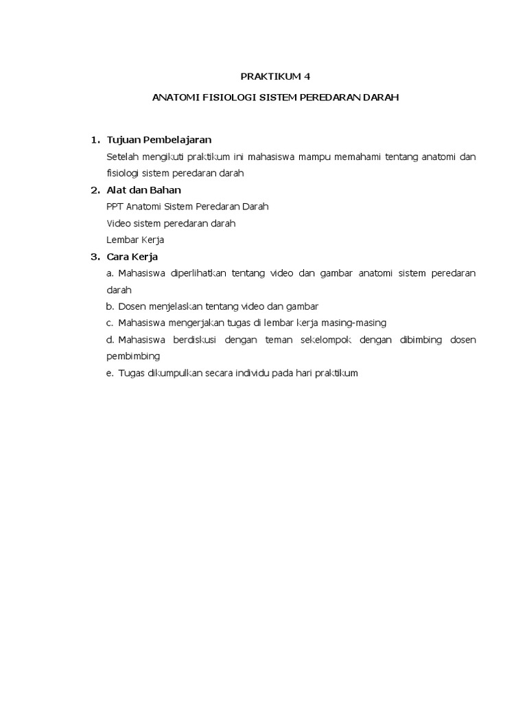 Praktikum 4 Anatomi Fisiologi Sistem Peredaran Darah | PDF