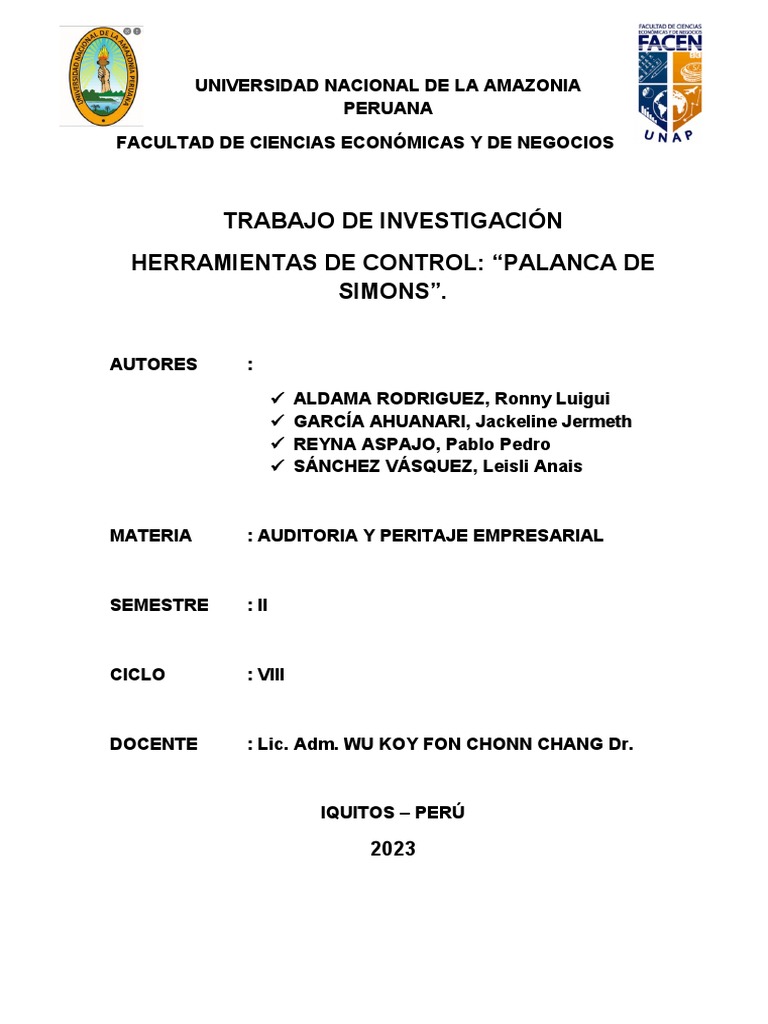 Análisis de las Palancas de Control de Simons y su aplicación en la ...