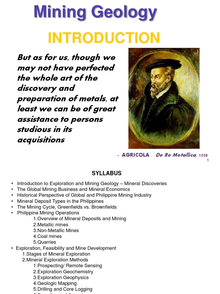 Introduction To Mining Geology | PDF | Mining | Ore