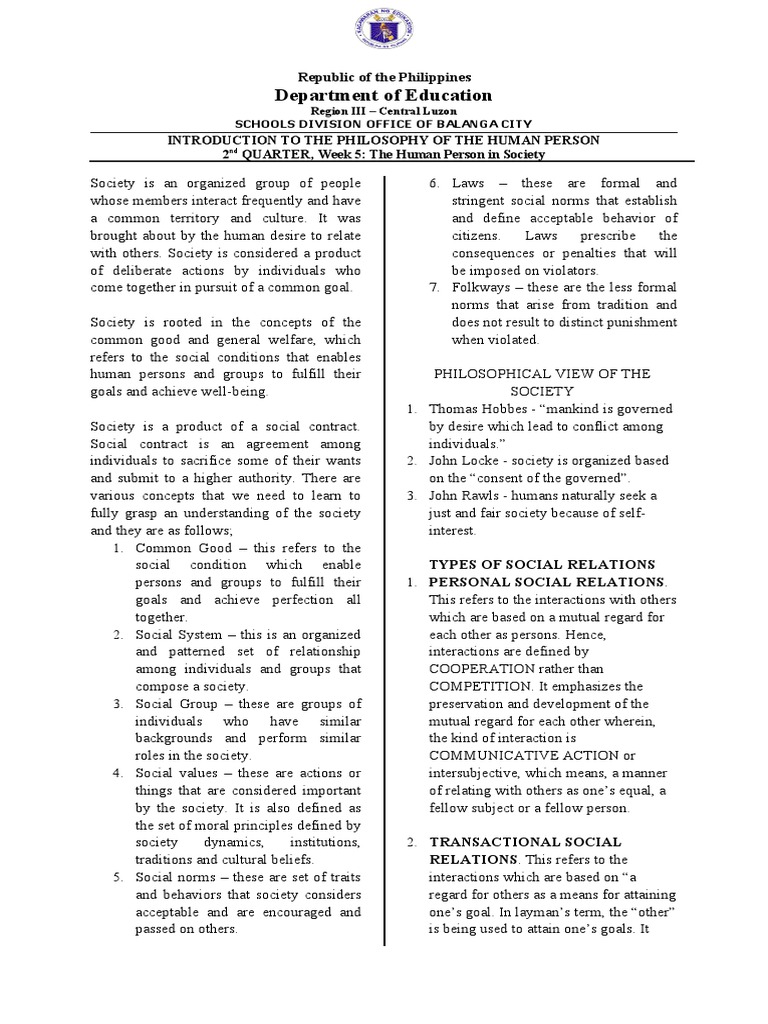 Q2 Week 5 Learning Activity Sheet in IPHP | PDF | Common Good | Society