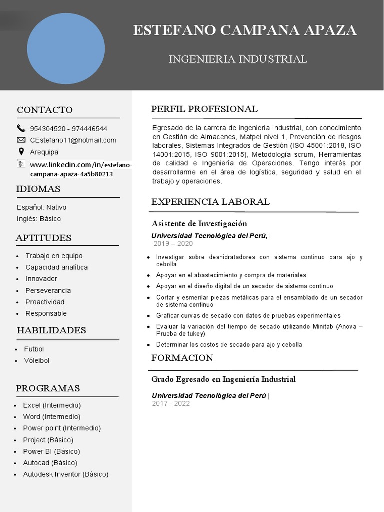 CV Estefano | PDF | Ingeniería Industrial | Ingeniería