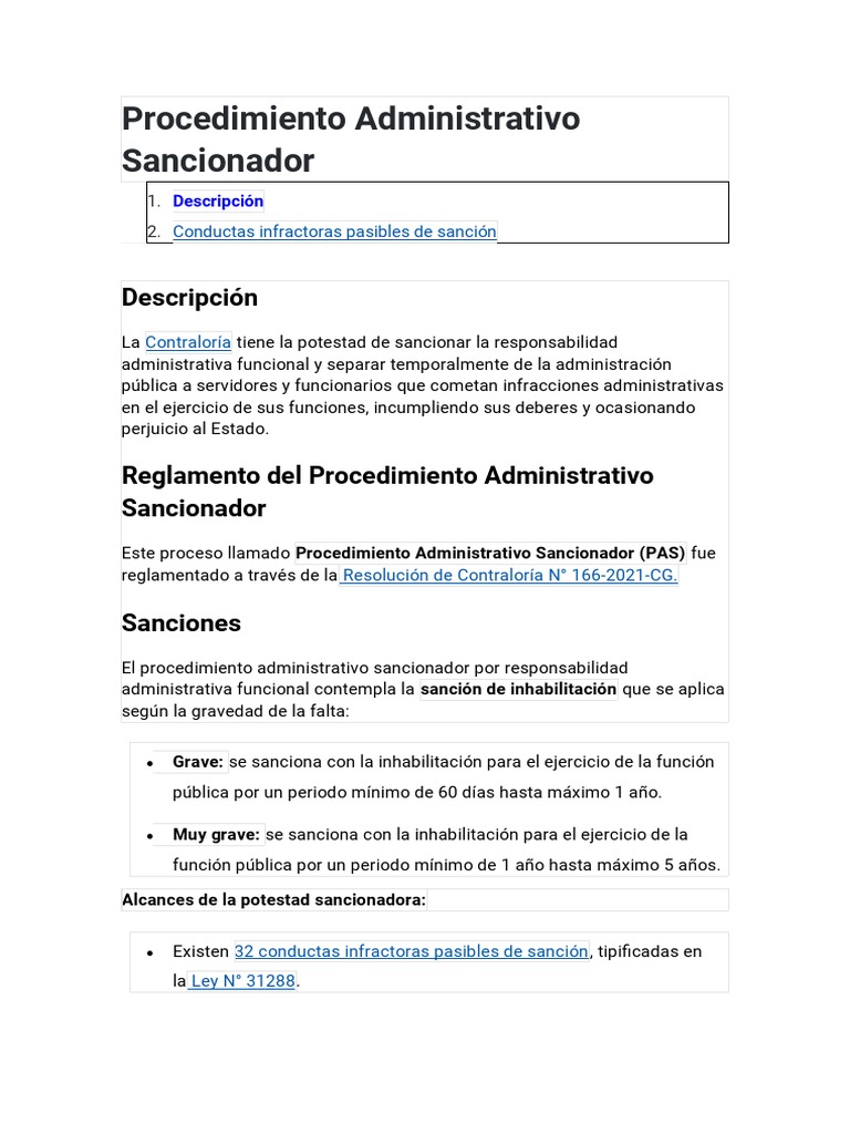 Procedimiento Administrativo Sancionador | PDF | Servicios públicos | Justicia