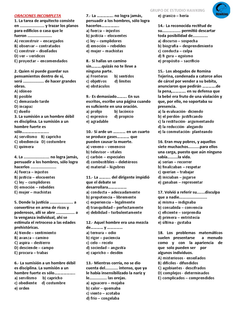 Oraciones Incompleta | PDF