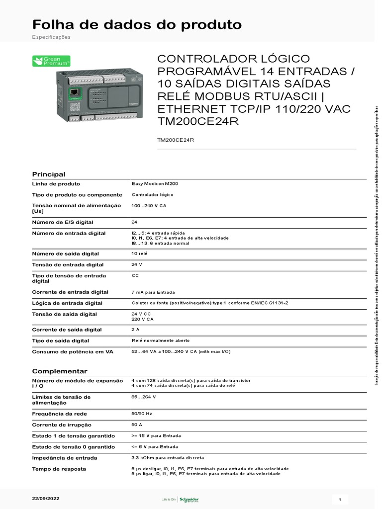 Modicon Easy M200 - TM200CE24R | PDF | Protocolo de controle de ...