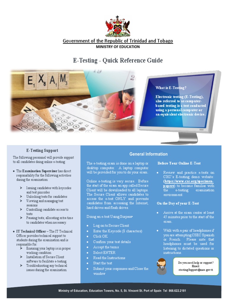E Testing Quick Reference Guide 2022 - 2023 | PDF | Laptop | Test ...