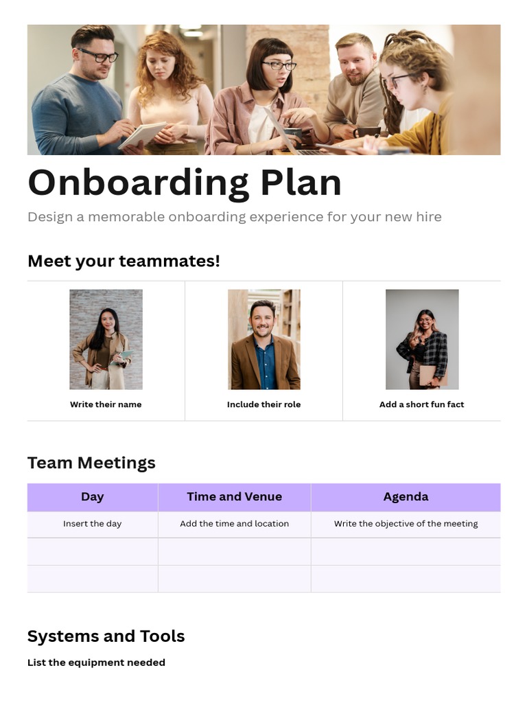 Onboarding Doc in Black and White Lavender Vibrant Professional Style | PDF