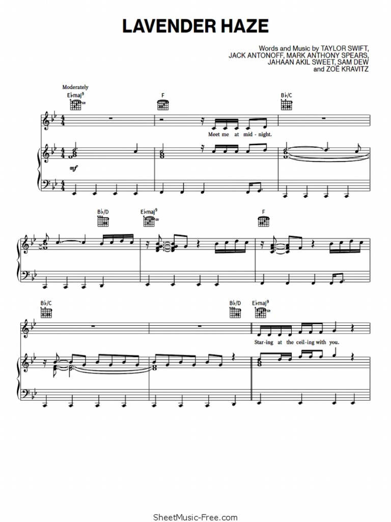 Lavender Haze Sheet Music Taylor Swift | PDF