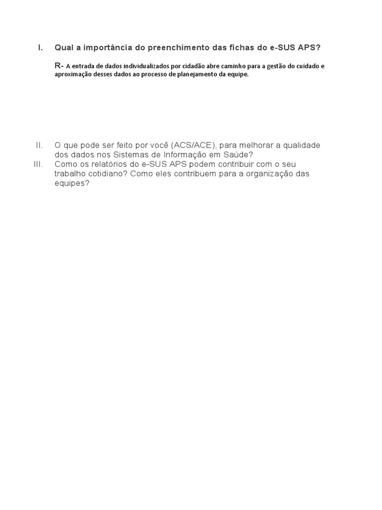 Qual A Importância Do Preenchimento Das Fichas Do e | PDF