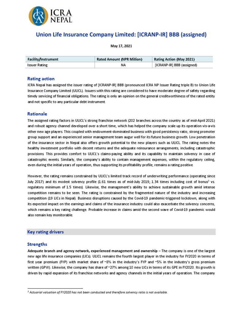 Rationale - Union Life Insurance Company Limited | Download Free PDF ...