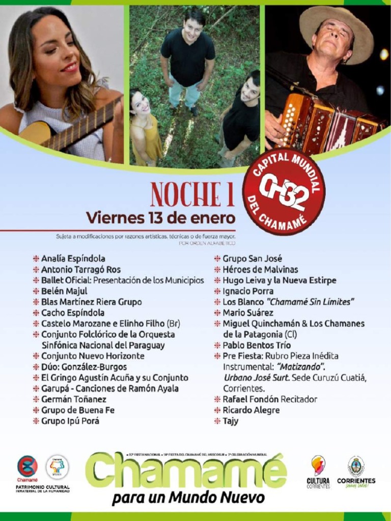 La Grilla Completa de La Fiesta Nacional Del Chamamé | PDF
