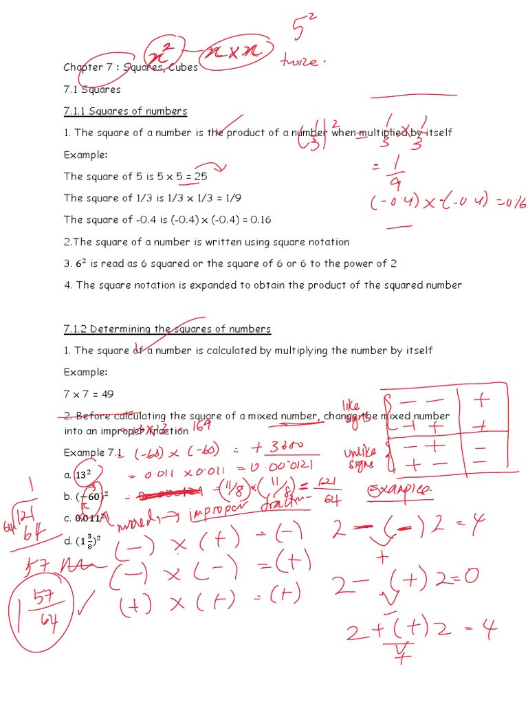 Chapter 7 Squares and Cubes | PDF | Numbers | Square Root