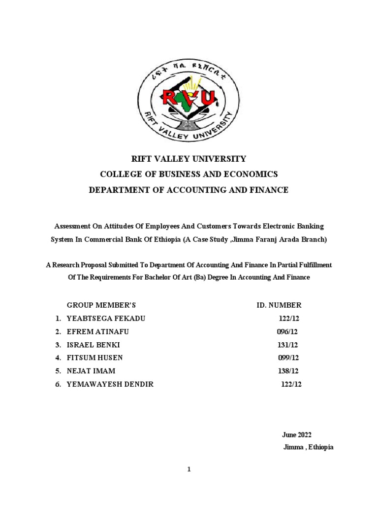 Rift Valley University College of Business and Economics Department of ...