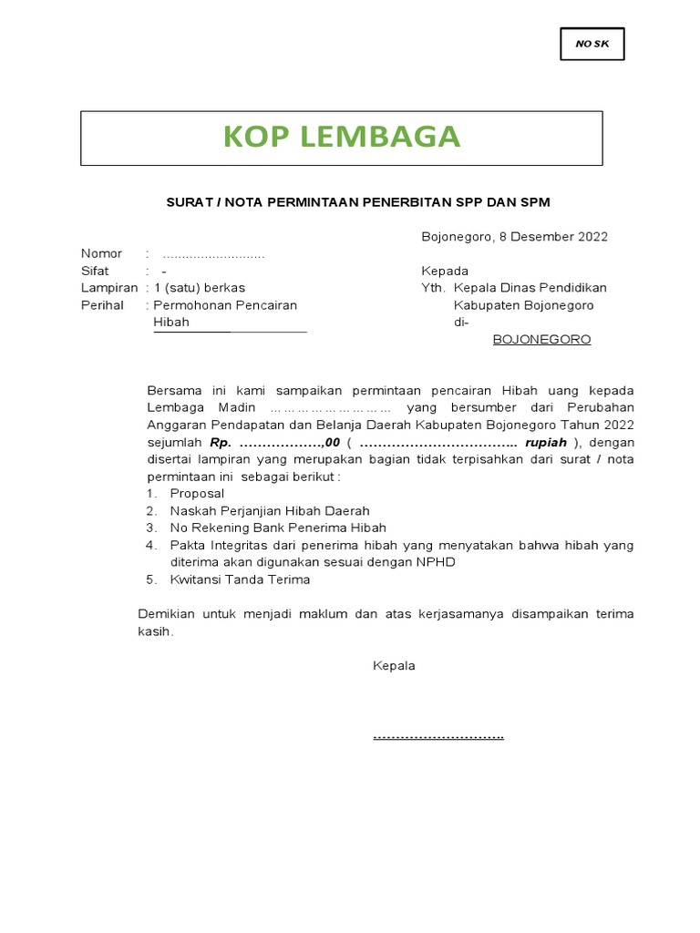 Surat Permohonan SPP Dan SPM | PDF