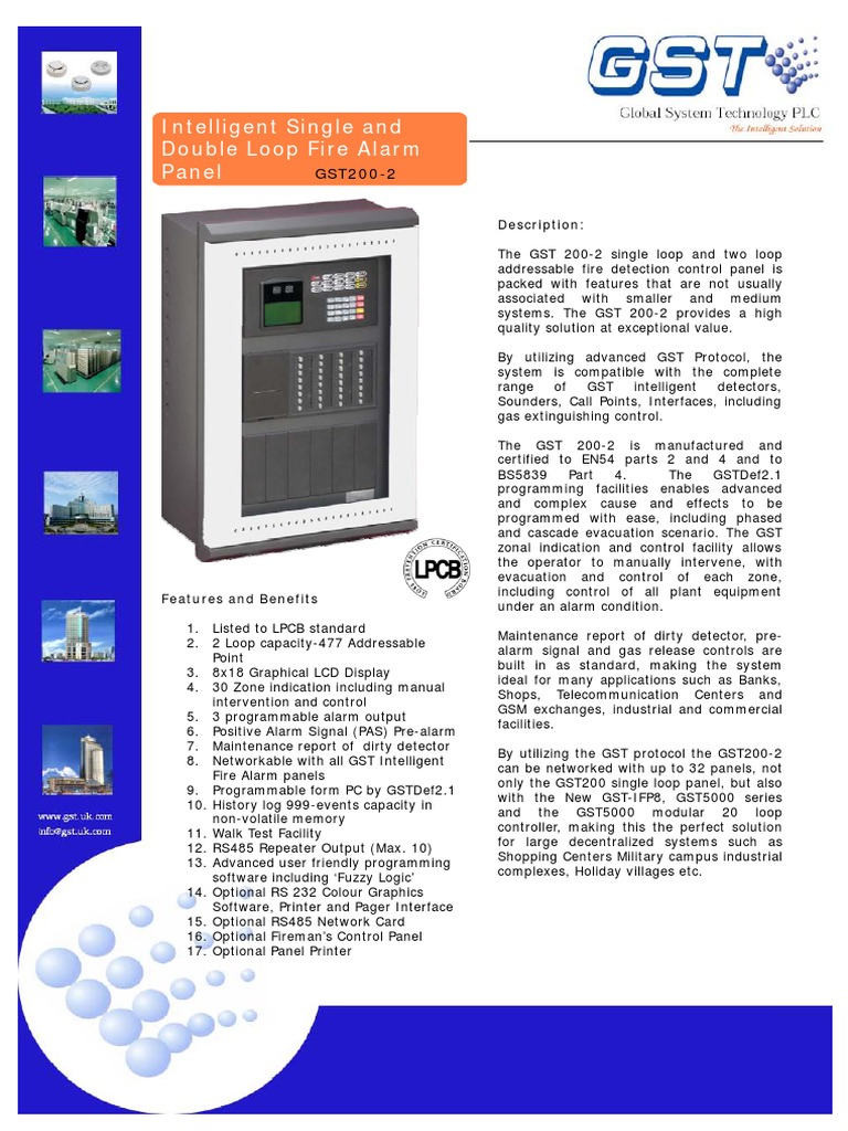 GST200-2 Intelligent Single and Double Loop Fire Alarm Panel | PDF ...