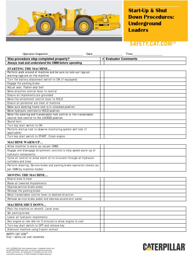 UGM Start-Up & Shut Down Procedure LHDs | PDF | Machines | Mechanical ...