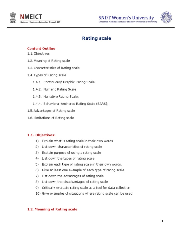 Understanding Rating Scales and Their Use | PDF | Perception ...