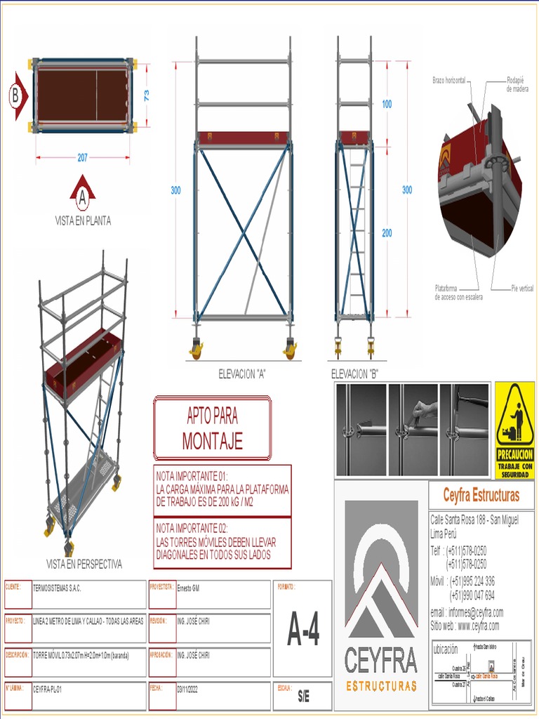 CFPL 01-TM EST25 - Torre Movil 0.73x2.07m H 2.0m+1.0m (B) | PDF