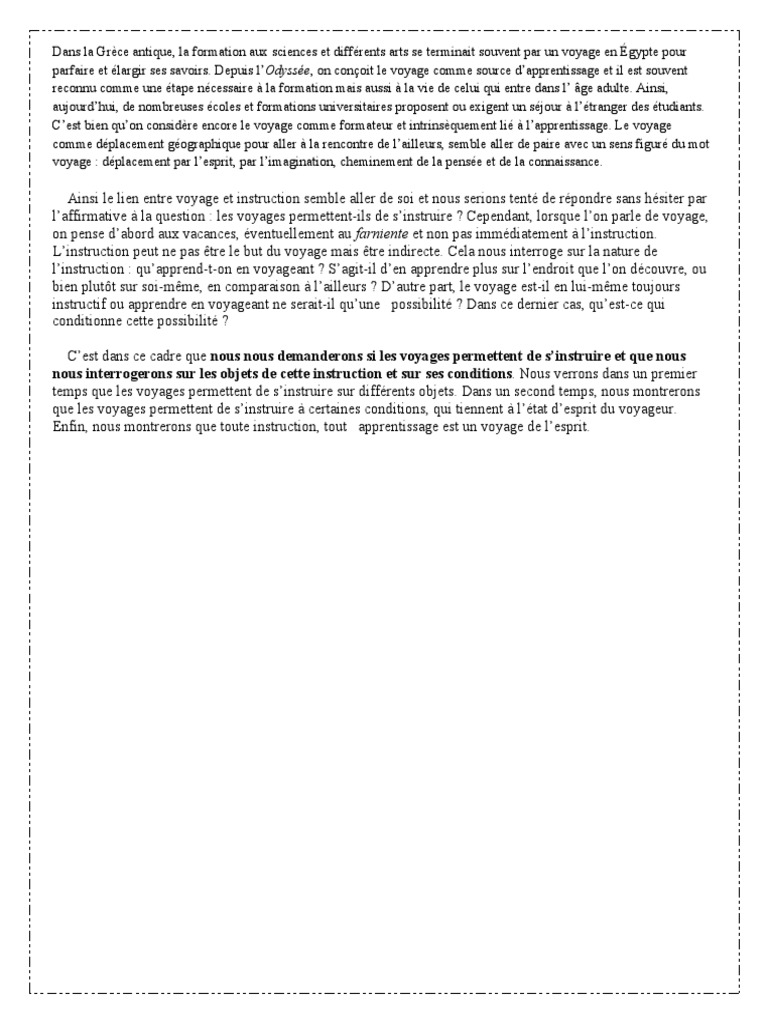 Voyage et Instruction : Un Lien Essentiel | PDF