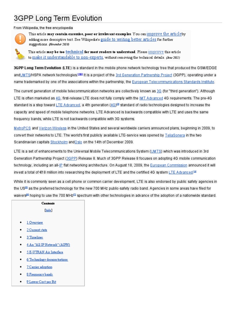 3GPP Long Term Evolution | PDF | Lte (Telecommunication) | 4 G