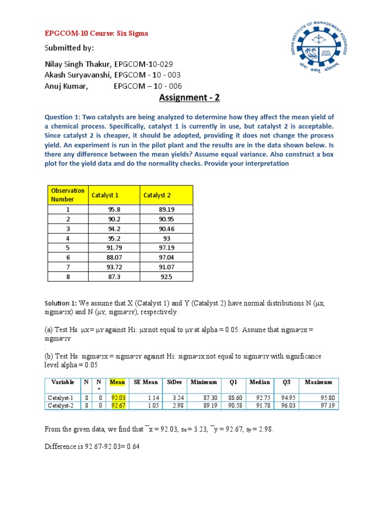 Assignment 2 - EPGCOM-10-006 | PDF | Standard Deviation | Skewness