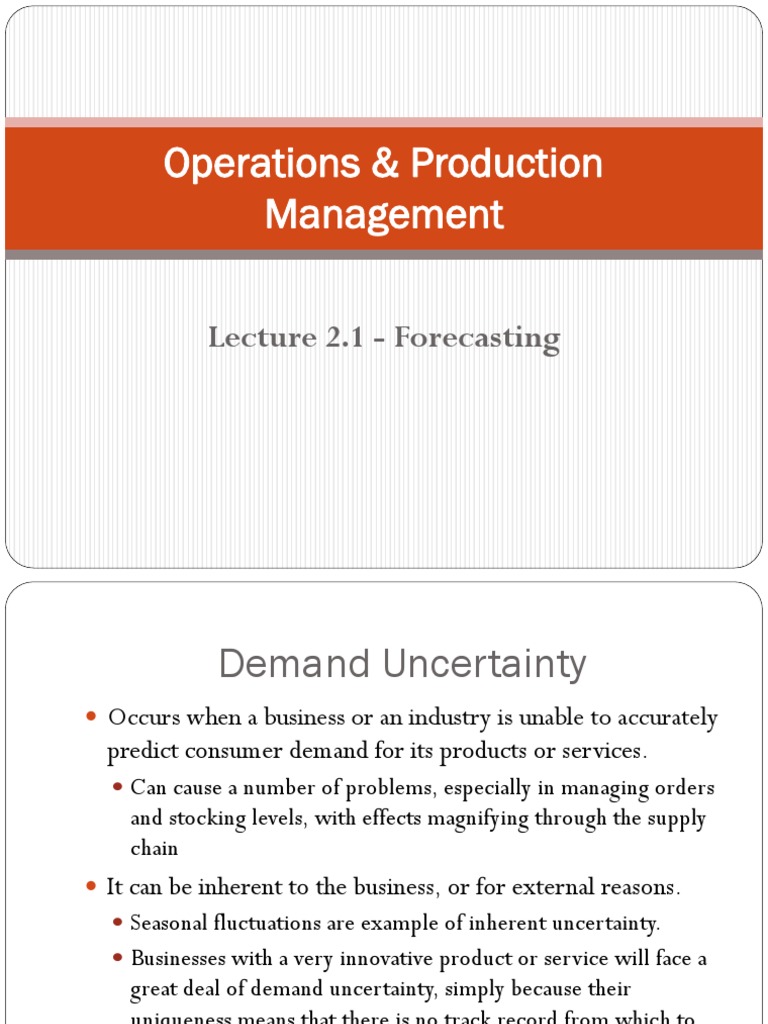 Lecture 2.1 Forecasting | Download Free PDF | Forecasting | Errors And Residuals