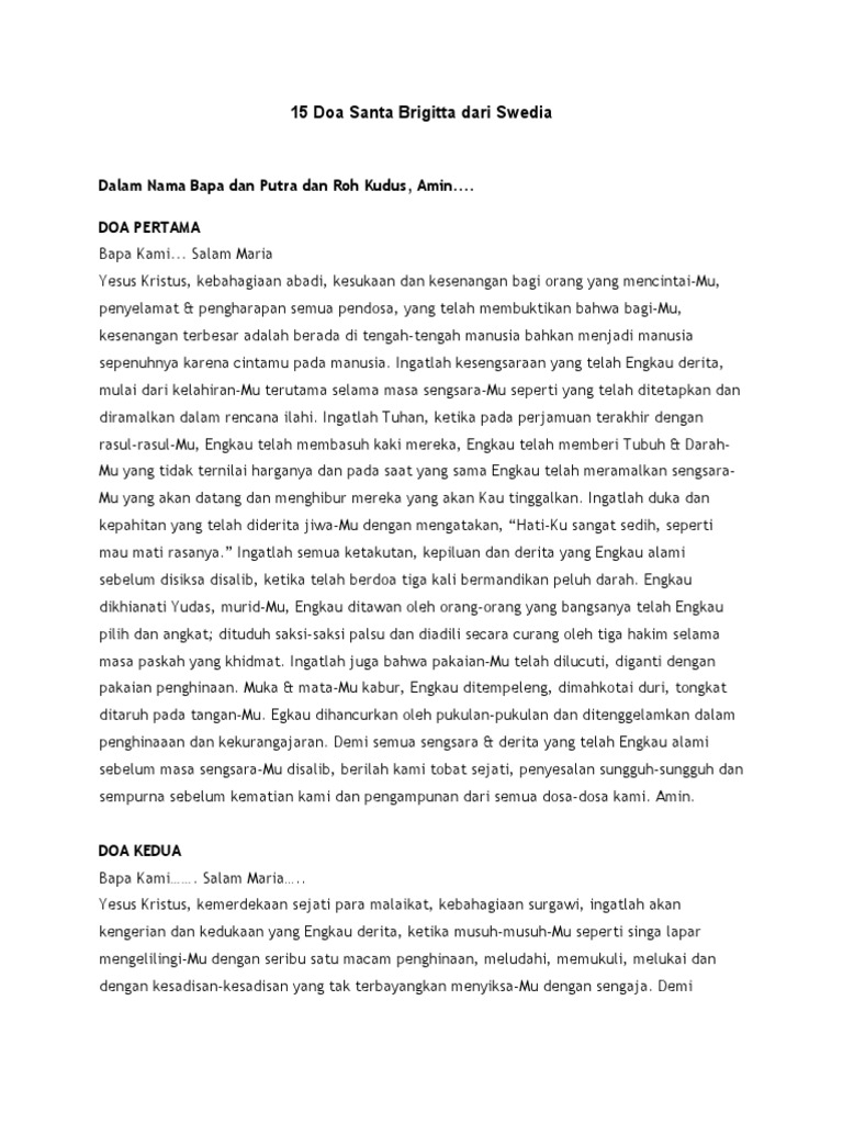 15 Doa Santa Brigitta dari Swedia | PDF | Memasak, Makanan, & Anggur ...