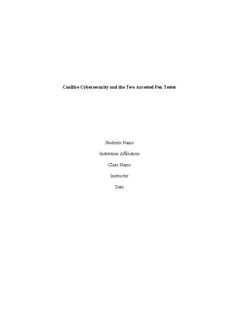 Coalfire Cybersecurity and The Two Arrested Pen Tester | PDF ... Coalfire Cybersecurity and The Two Arrested Pen Tester | PDF ...