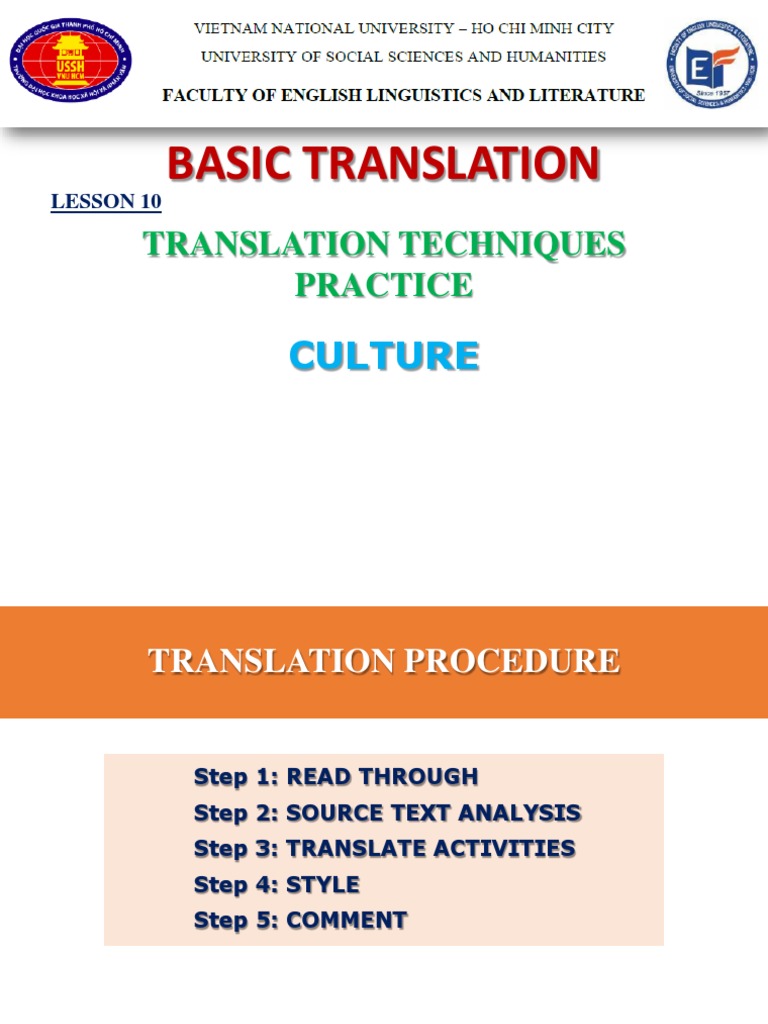 KHXHNV - Basic Translation Practice - Lesson 10 - Topic Practice 5 - Culture | PDF ...