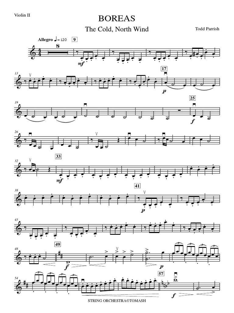 Boreas The Cold, North Wind - Violin II | PDF | Classical Music ...