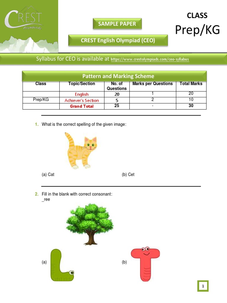 CEO Sample Papers For Class Prep KG | PDF | Language Families | Human ...