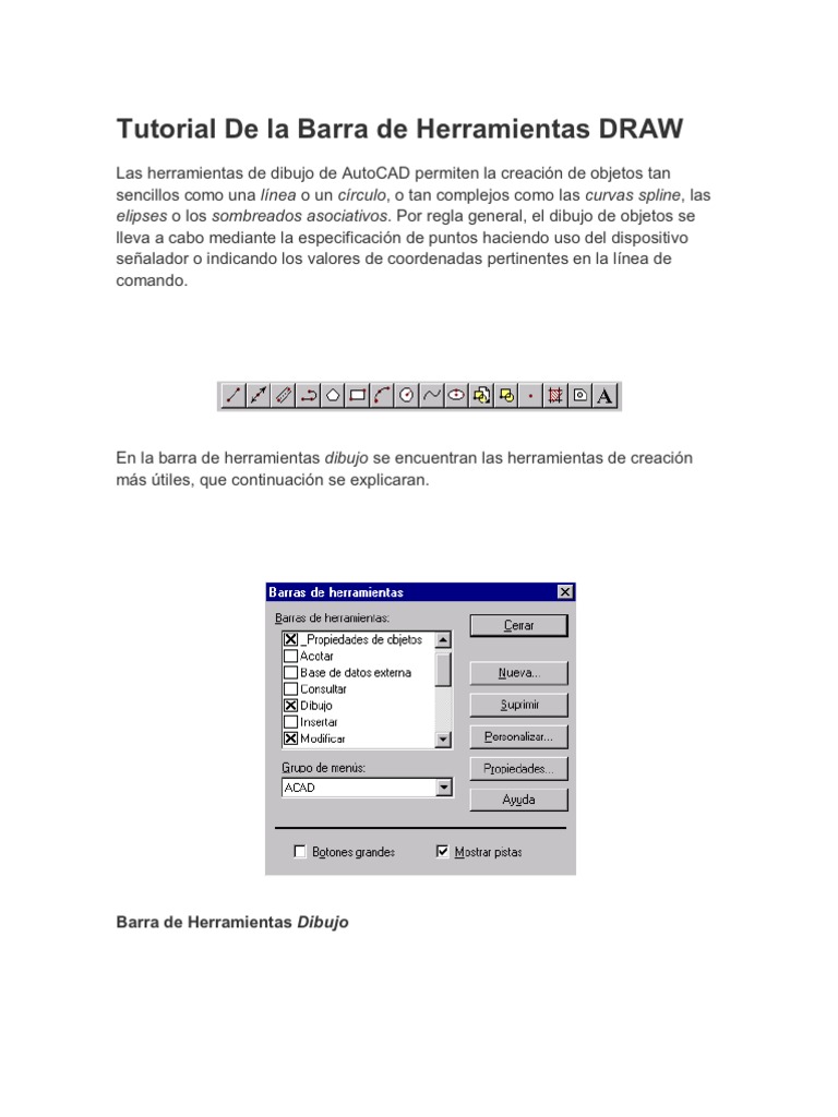 Tutorial de La Barra de Herramientas DRAW | PDF | Elipse | Curva
