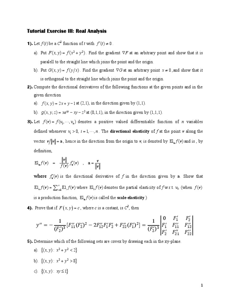 Tutorial Exercise 3 | PDF | Derivative | Gradient Tutorial Exercise 3 | PDF | Derivative | Gradient