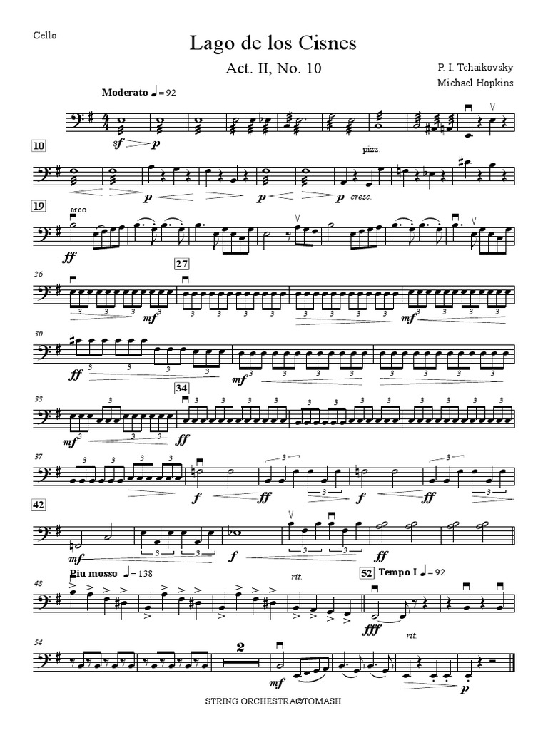 Lago de Los Cisnes Act. II, No. 10 - Cello | PDF | Las artes escénicas ...