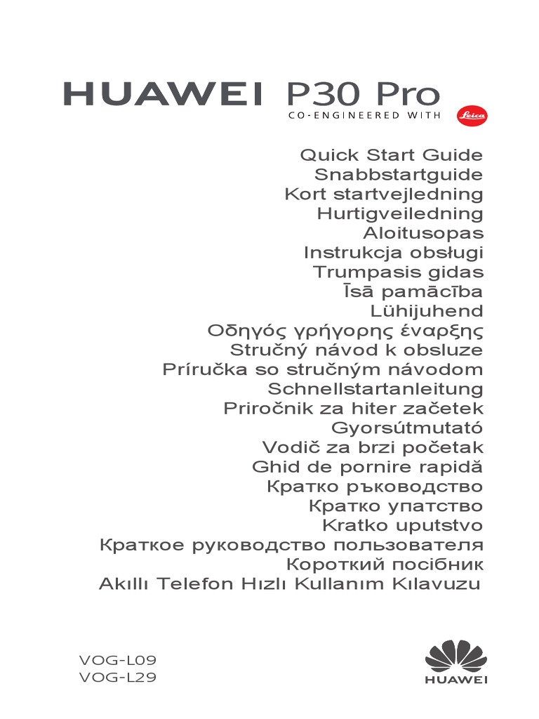 Huawei p30 Pro Ghid de Pornire Rapid - (Vog-L09&l29, Emui9.1.0 - 02, Ro) | PDF | Electromagnetic ...