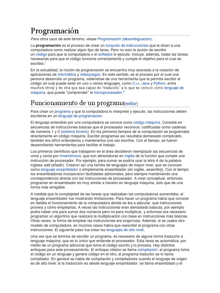 Programación | PDF | Programación de computadoras | Compilador