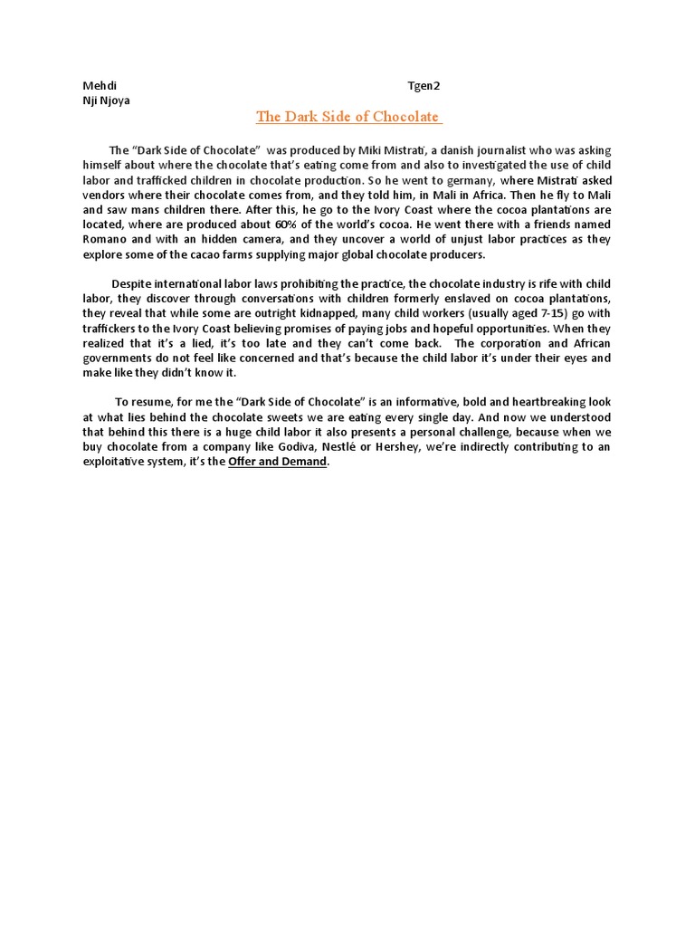 Dark Side of Chocolate | PDF